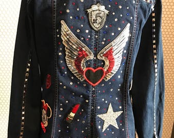 Rhinestone denim | Etsy