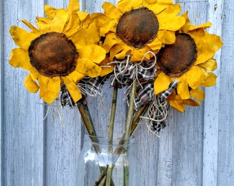 Primitive sunflower | Etsy