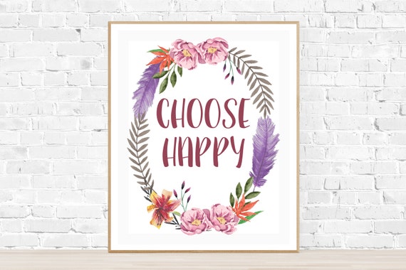 Items similar to Choose Happy- Printable Sign-Inspiration Print, Wall ...