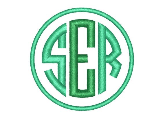 6 Size Circle Monogram Embroidery Fonts BX Instant Download 9