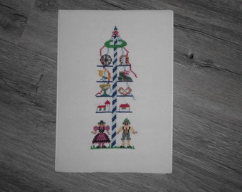 Wonderful Silhouette MAY Day Vintage Illustration. Dancing