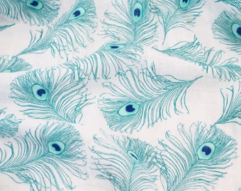 Peacock print fabric | Etsy
