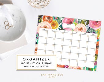 Monthly Calendar Printable Minimalist Planner Modern
