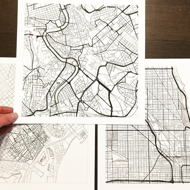 Architectural Map-drawings Watercolor City by turnofthecenturies