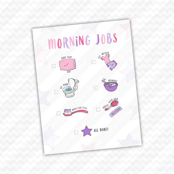 Morning Jobs Responsibility Chore Chart PDF Instant Download