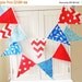 Items similar to ON SALE Banner, Bunting Pennant Fabric Flags, Navy ...