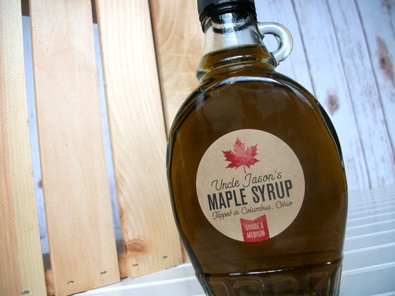 Custom Kraft Maple Syrup Leaf labels custom maple syrup