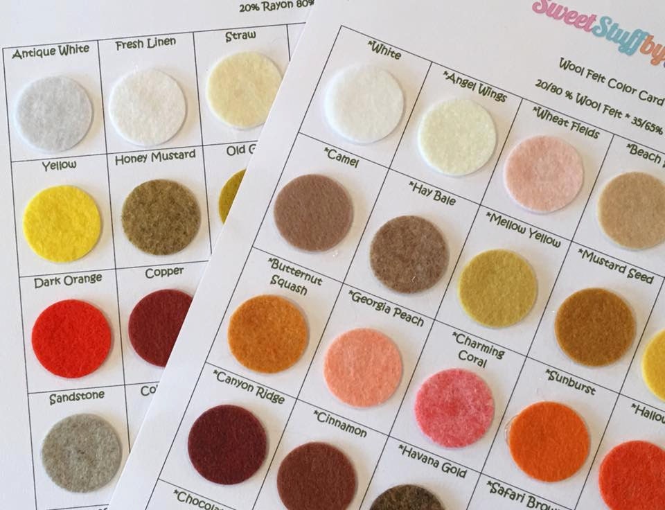 Wool Blend Felt-Color Chart-Fabric Swatches-Felt Swatches-Wool