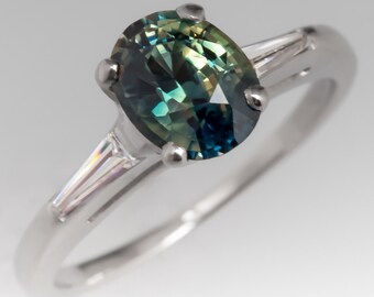 Teal diamond ring | Etsy