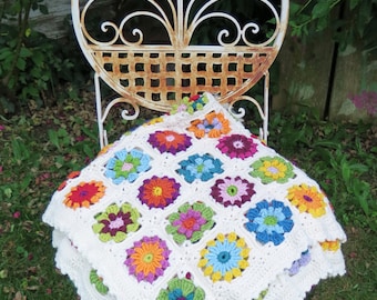 Crochet flower blanket | Etsy