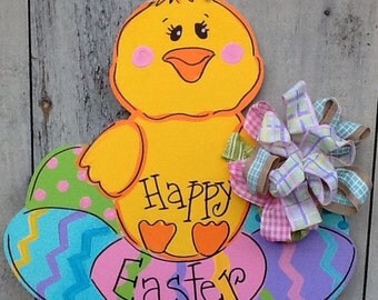 Easter chick door hanger easter door hanger spring door