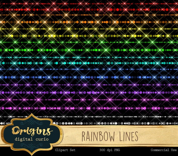 Sparkling Rainbow Lines Clipart borders clip art digital