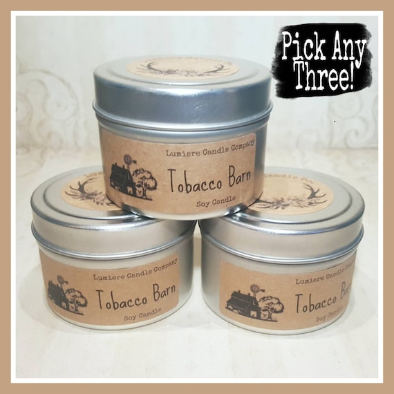 PICK ANY 3 scented Soy Candle Tins Scented Soy Candles Hand