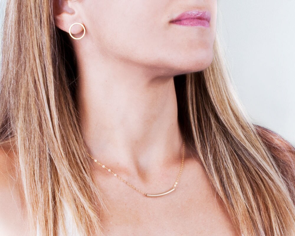 Dainty Gold Earrings Gold Stud Earrings Gold Circle