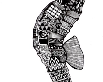 Fish pattern drawing | Etsy