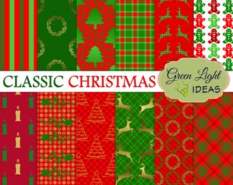 Whimsical Christmas Digital Paper Colorful Christmas xmas
