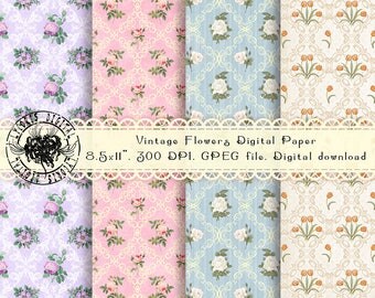 Flower digital paper | Etsy