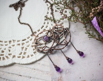 Unique amethyst necklace related items | Etsy