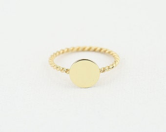 Gold rope ring | Etsy