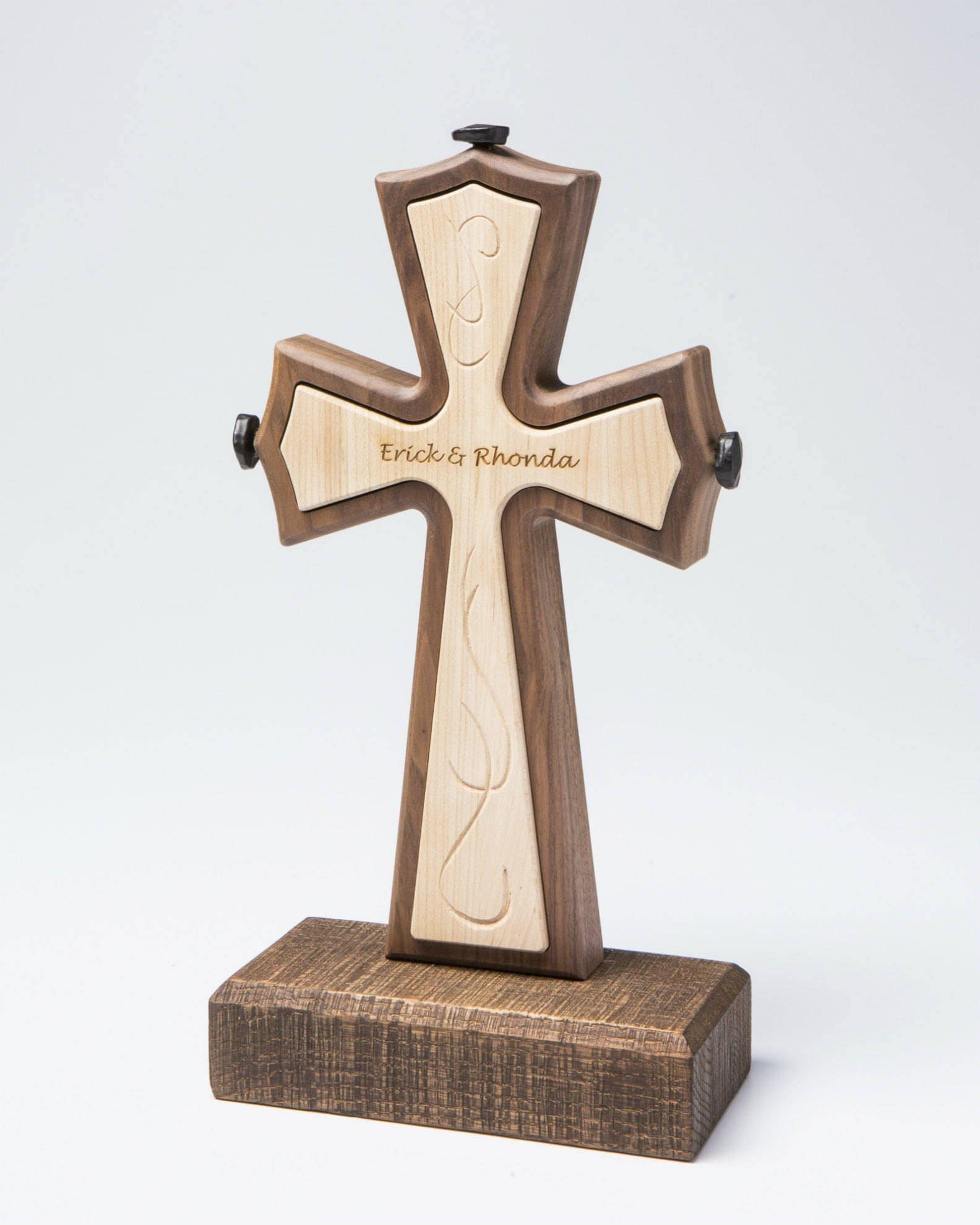 Unity Cross ® Solid Black Walnut and Curly Maple wood with