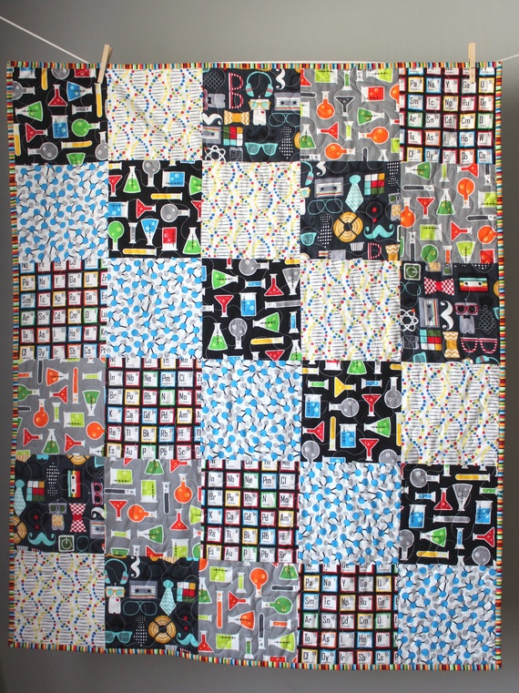 Science Baby Quilt Geeky Baby Gift Nerdy Baby Gift Hipster