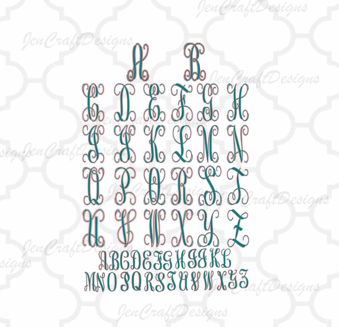 Interlocking Vine Monogram Alphabet Svg Dxf Eps | SEMA Data Co-op