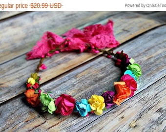 Rainbow flower crown | Etsy
