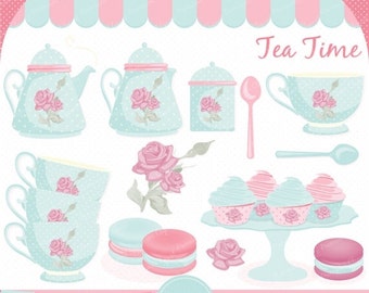 Unique tea time clipart related items | Etsy