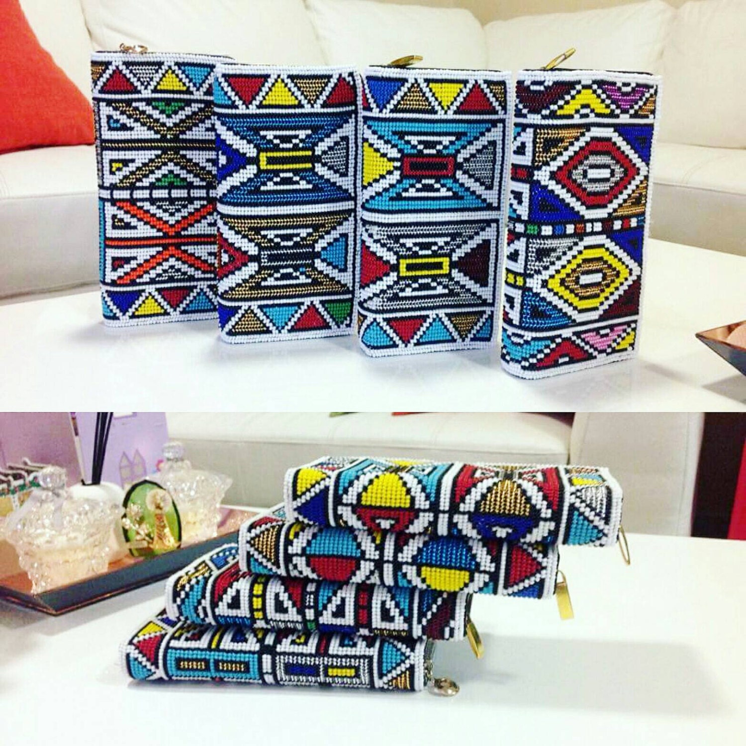Ndebele beaded handmade clutch purse by ZuluBeads on Etsy