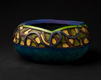 Faux Raku Medium Gourd Bowl