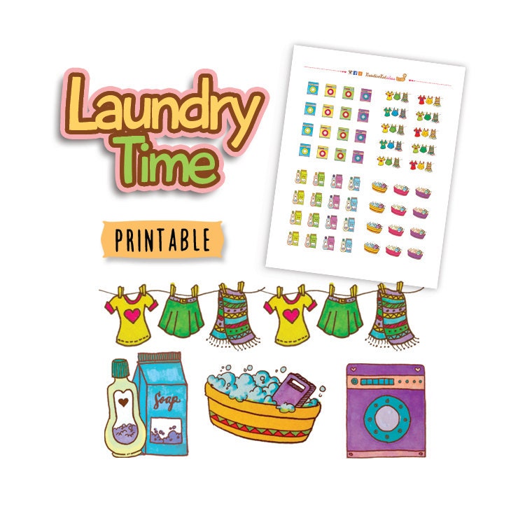 Laundry Time Printable Sticker for planners / Erin Condren