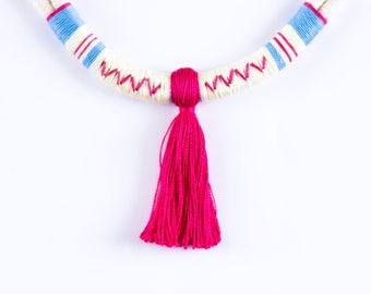 Bright pink necklace | Etsy