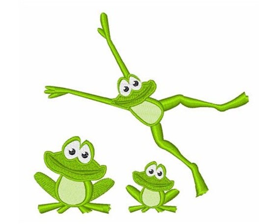 Party Frogs machine embroidery design by DesignsByWindmill