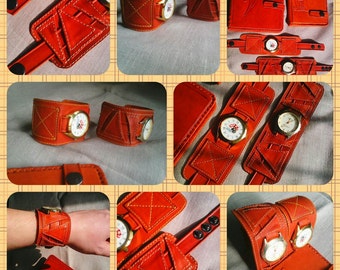 Leather watch cuff | Etsy