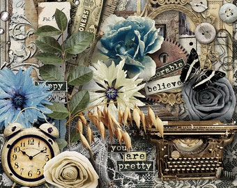 Vintage Digital Scrapbook Kit Clip art Cinnamon Sunday