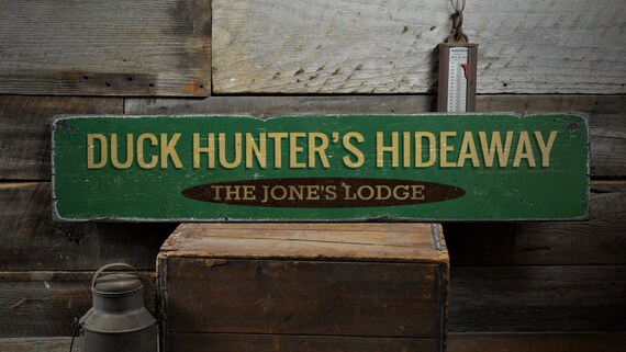 Duck Hunter's Hideaway Wood Sign Custom Family Name
