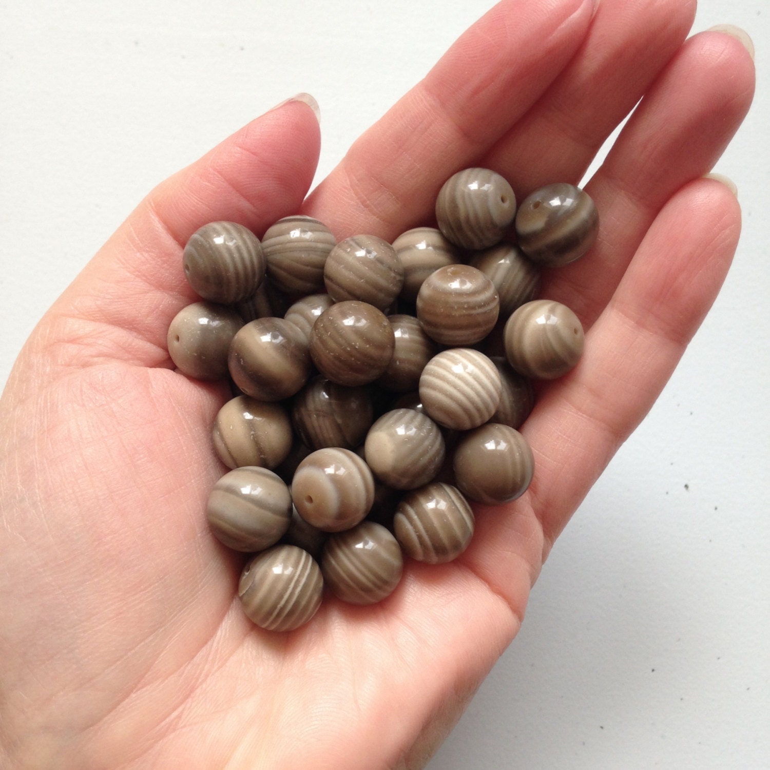 Polish Flint 12mm smooth round full strand 35 beads 40cm