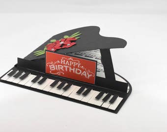Piano birthday card | Etsy