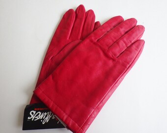 Red leather gloves | Etsy