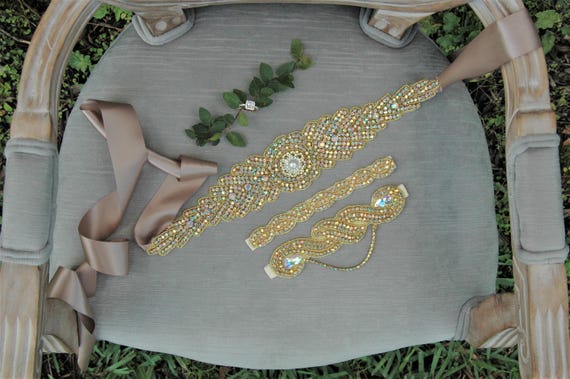 Gold Bridal Sash Gold Bridal Belt Crystal Gold Bridal Sash