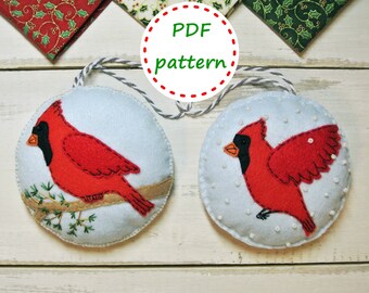 Cardinal Sewing Pattern PDF Backyard Bird Stuffed Ornament