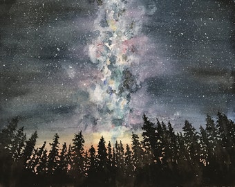 Nightscape painting | Etsy