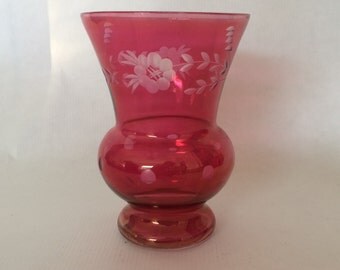 Ruby red vase | Etsy