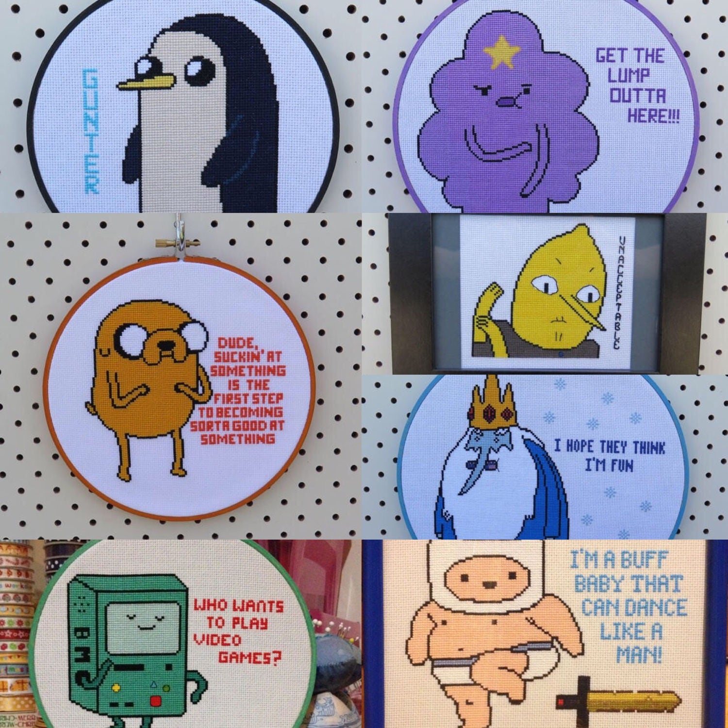 Any 3 Adventure Time Cross Stitch Patterns