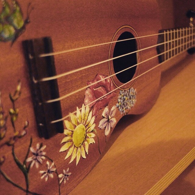 Beautiful hand-painted ukuleles by HollyFrancesArt on Etsy