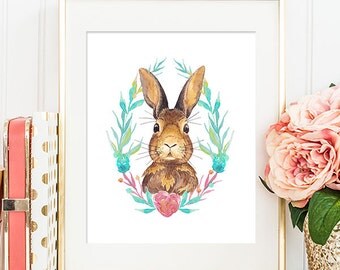 Bunny nursery art | Etsy