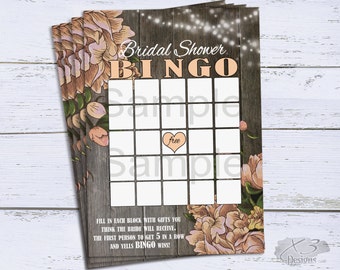 Bingo card template bridal shower game wedding fuschia pink