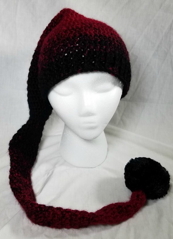 Crochet Pixie Long Tail Winter Hat Wool Stocking Cap Winter
