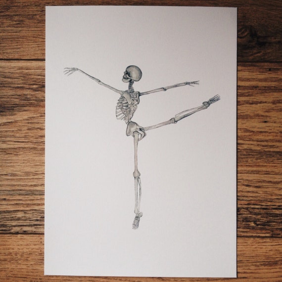 Ballet ballerina skeleton anatomy dance art print