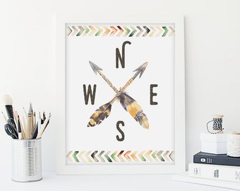 Compass wall art | Etsy